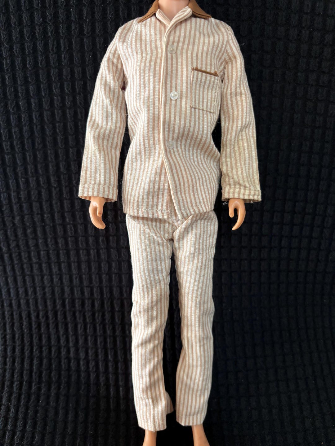 1961-63 Ken Doll Pajamas “sleeper Set” #781. Striped Tan. Elastic ...