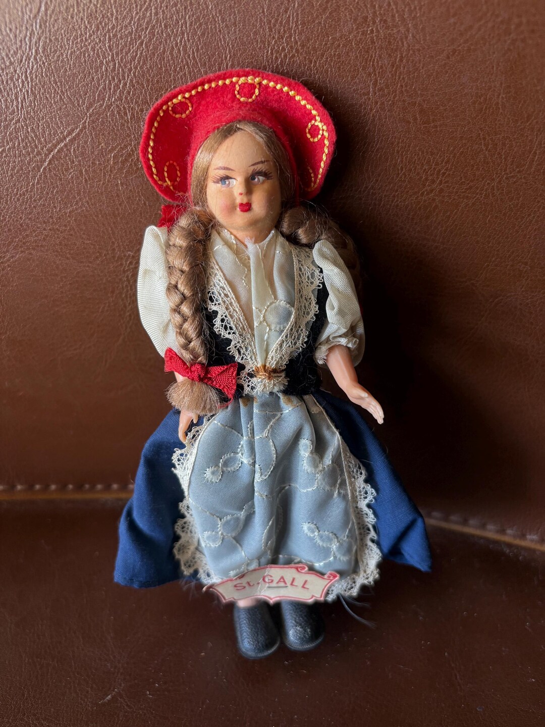 Vintage Swiss St. Gall Doll: 6" Felt Face, Traditional Dress - Etsy