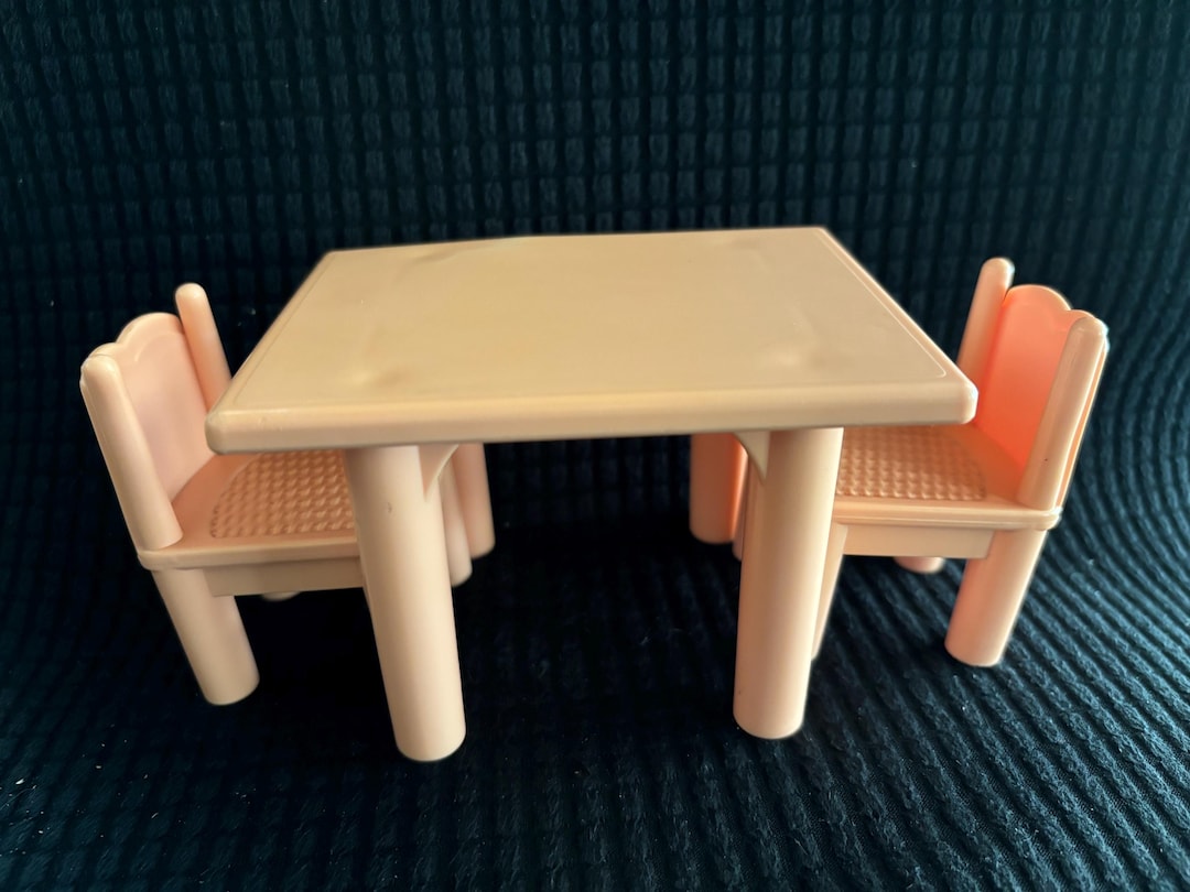 Playskool Dollhouse 1990. Pink Kitchen Table and 2 Chairs. VGUC. See ...