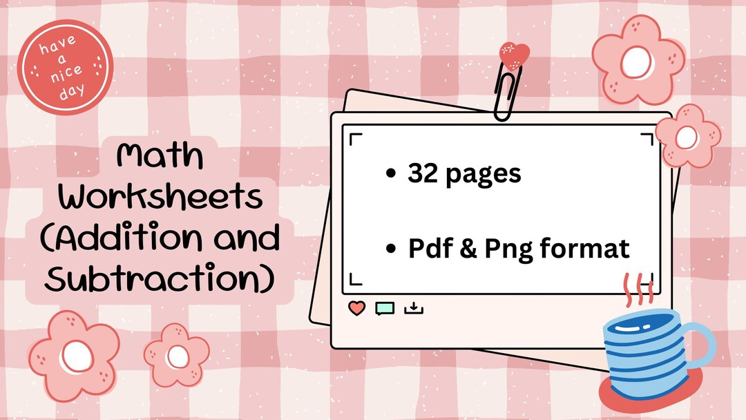 Math Worksheet (addition & Subtraction) Printable - Etsy