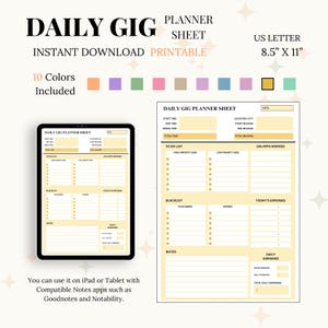Daily Gig Planner Printable Sheet | Economy, Income & Expense Tracker ...