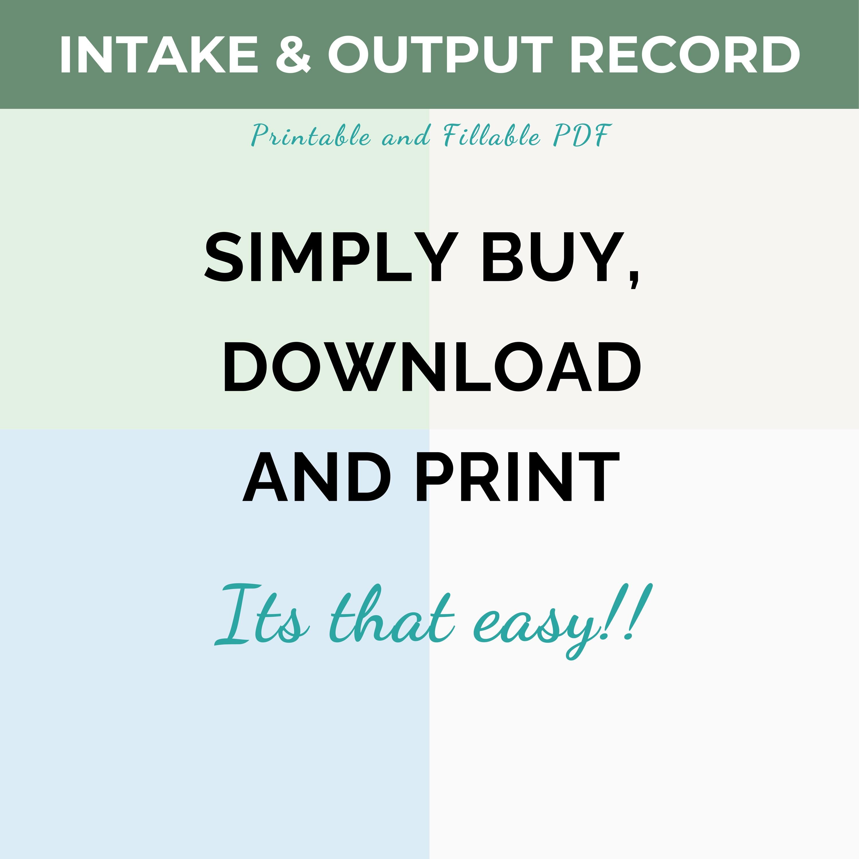 Fluids Intake & Output Tracker - Nursing Form, Fluid Balance Chart ...