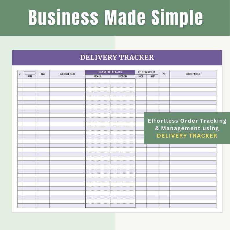 Delivery Tracker Printable, Mileage Tracker, Uber Eats, Tax Planner Log ...