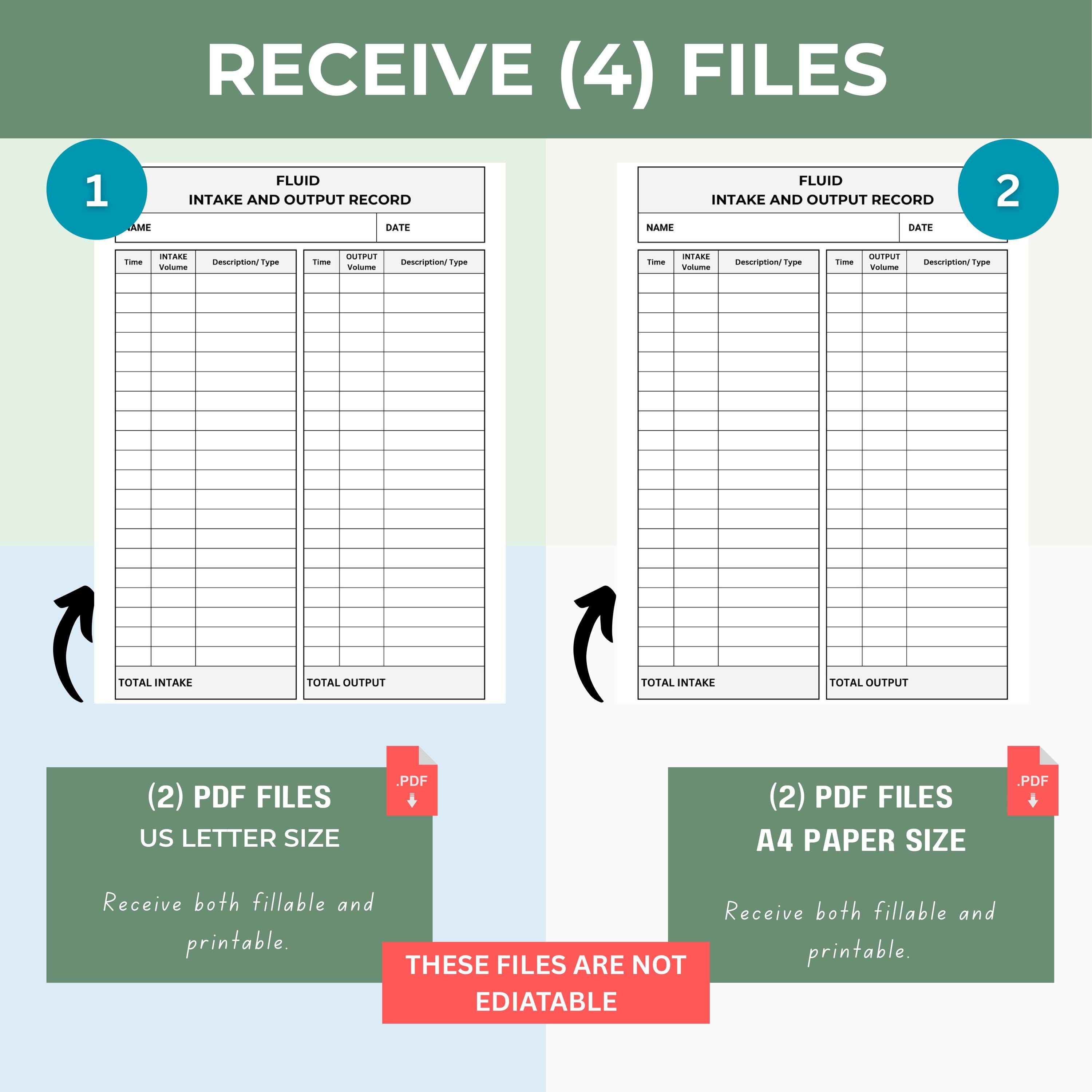 Fluids Intake & Output Tracker - Nursing Form, Fluid Balance Chart ...