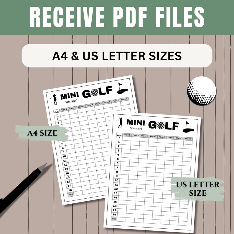 Printable Mini Golf Score Card, Digital Mini Golf Putt Putt Sheet, Hole ...