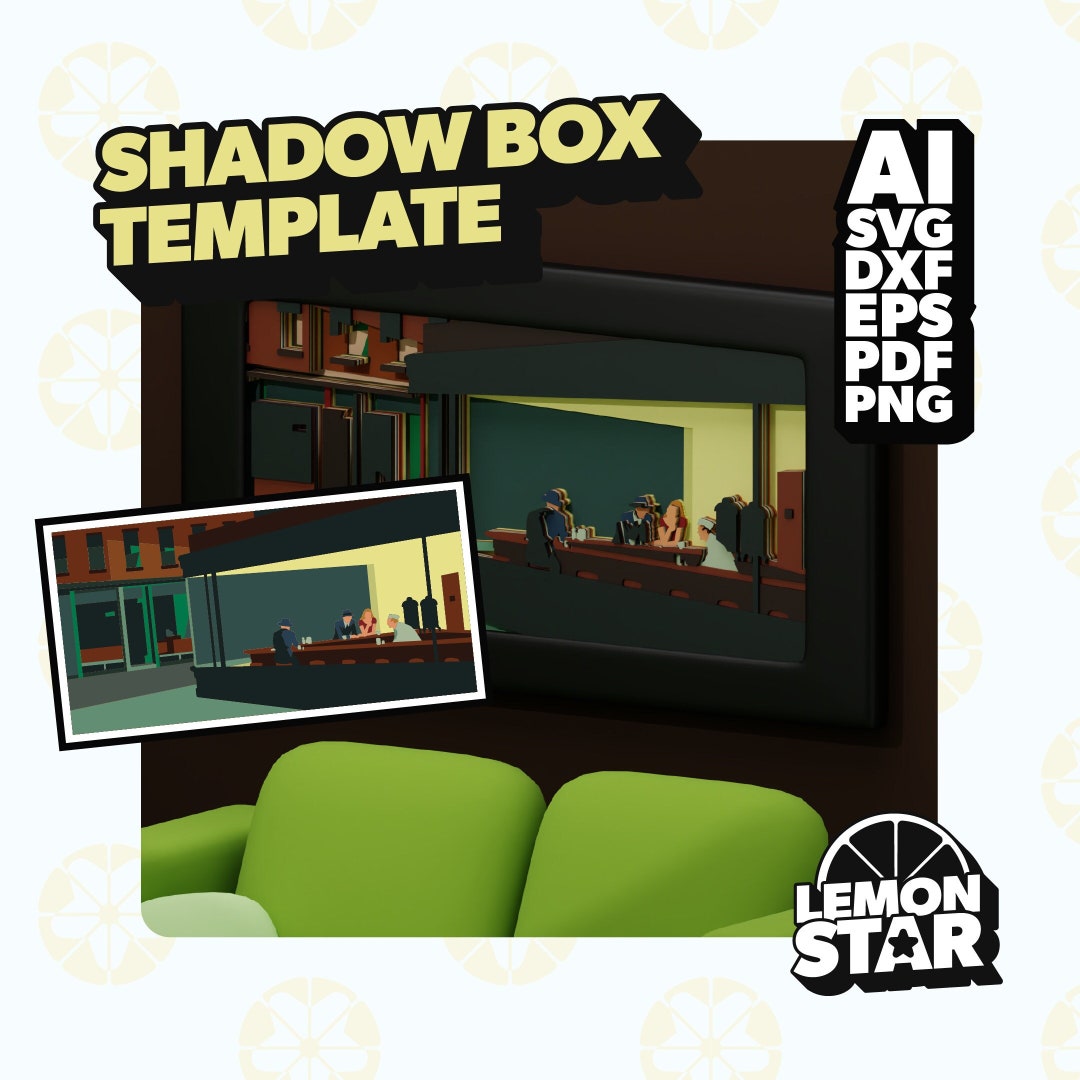 Nighthawks 3D Shadow Box Templates, Paper Cut, Layered Cardstock Paper ...
