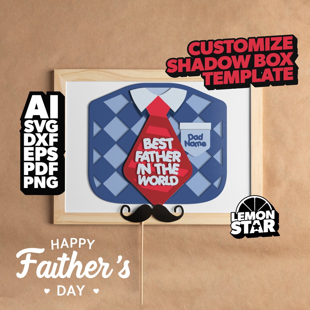 Customizable Fathers Day Shadow Box SVG, 3D Custom Wall Art, Printable ...
