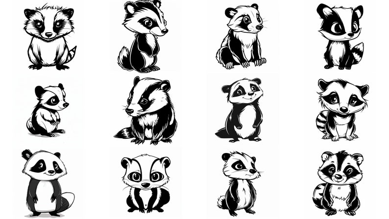 Cute Badger SVG Pack 112 Designs. Cute Badger SVG, Cute Badger PNG ...