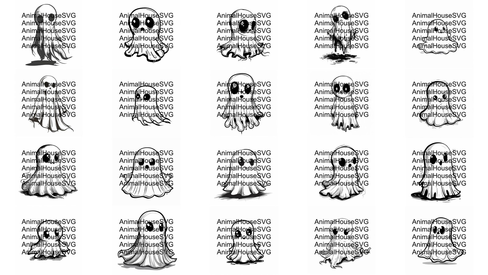 Cute Ghost SVG Pack 128 Designs. Cute Ghost SVG, Cute Ghost PNG, Laser ...