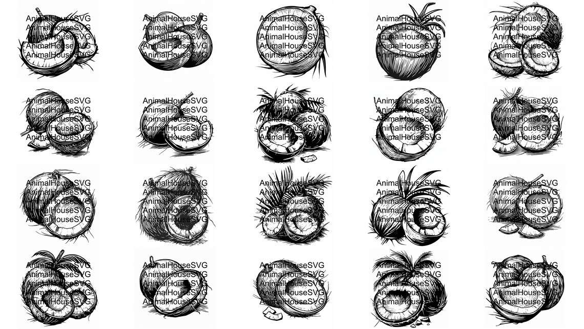 Coconut SVG Pack: 144 Fruit Designs for Cricut & Laser Cutting (digital ...