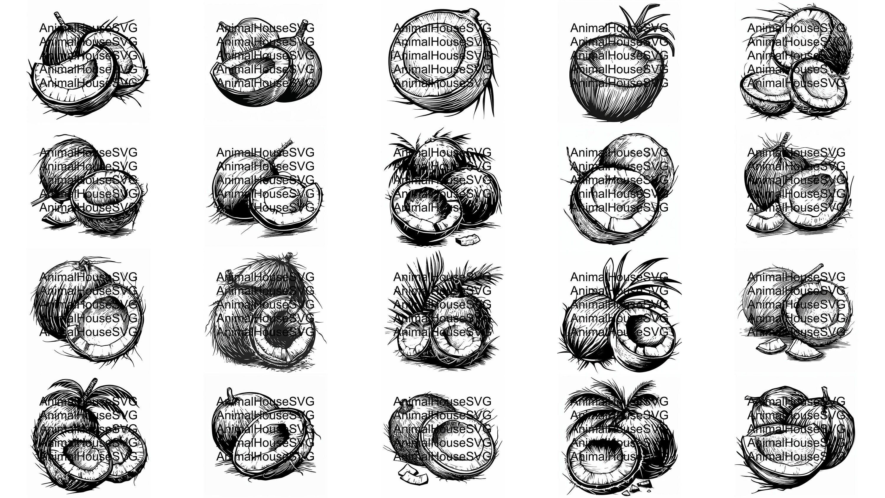 Coconut SVG Pack: 144 Fruit Designs for Cricut & Laser Cutting (digital ...