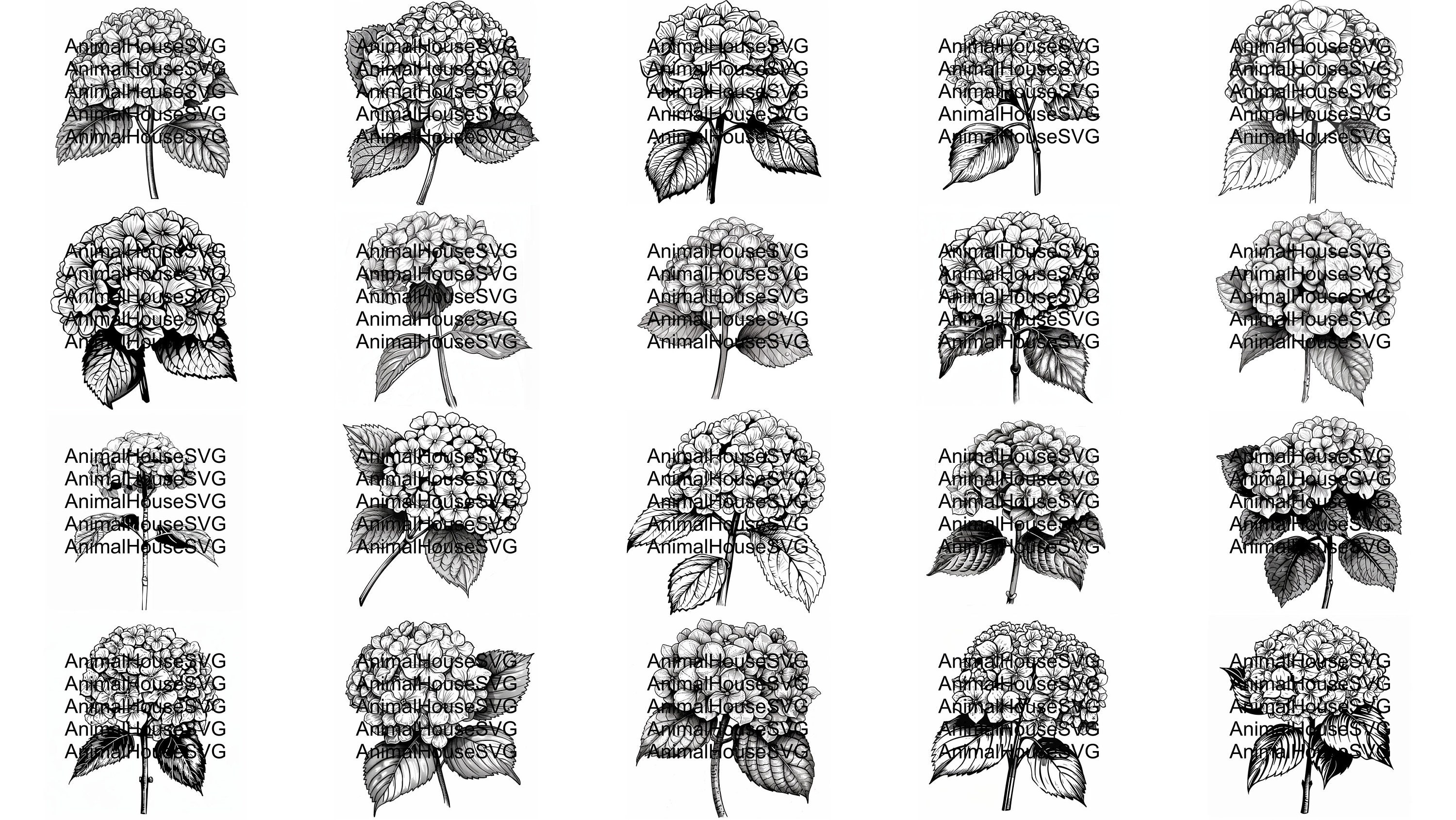 Hydrangea Flower SVG Pack: 108 Unique Designs (digital Download) - Etsy