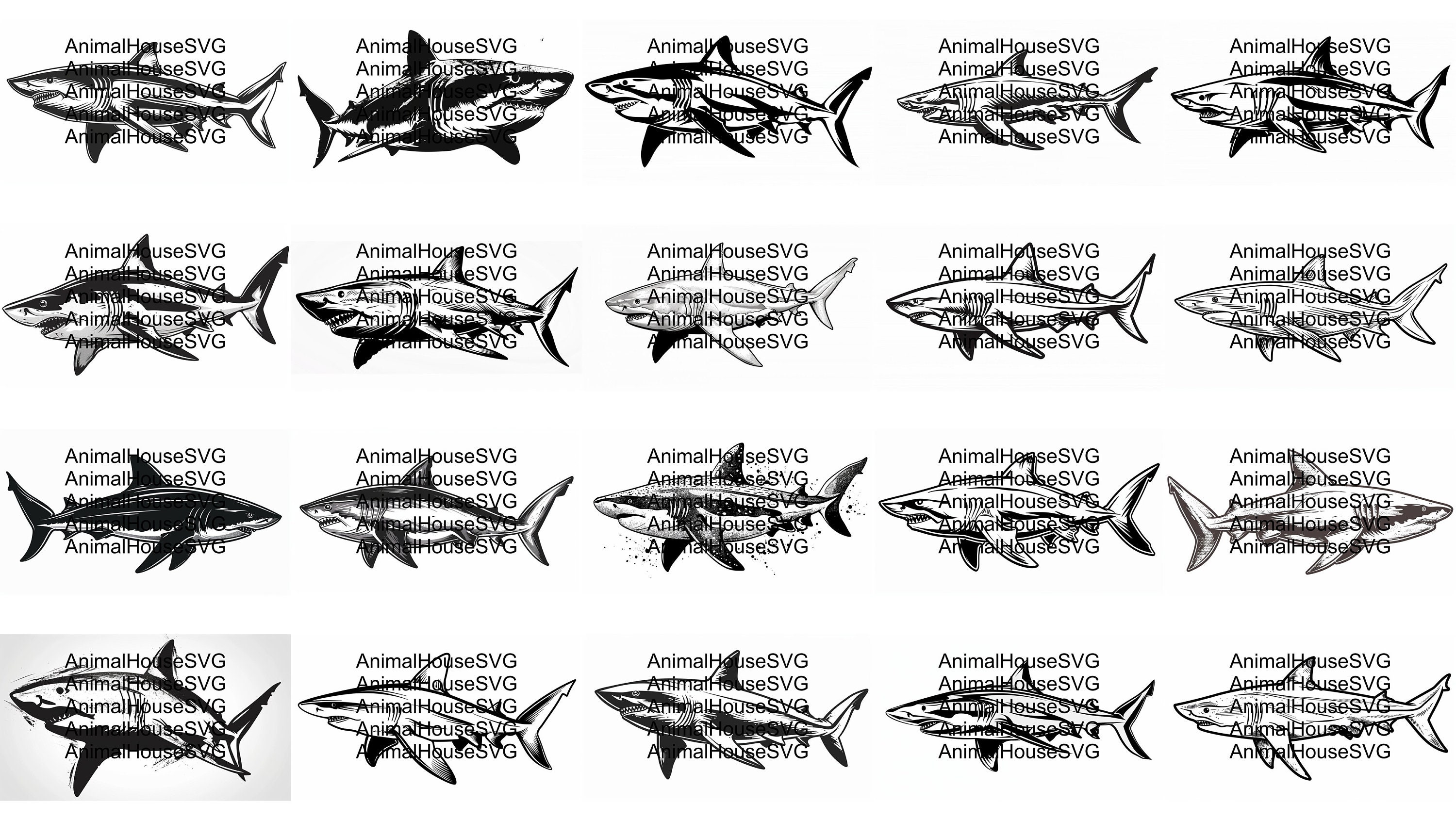 Shark SVG Bundle: 104 Unique Designs (digital Download) - Etsy
