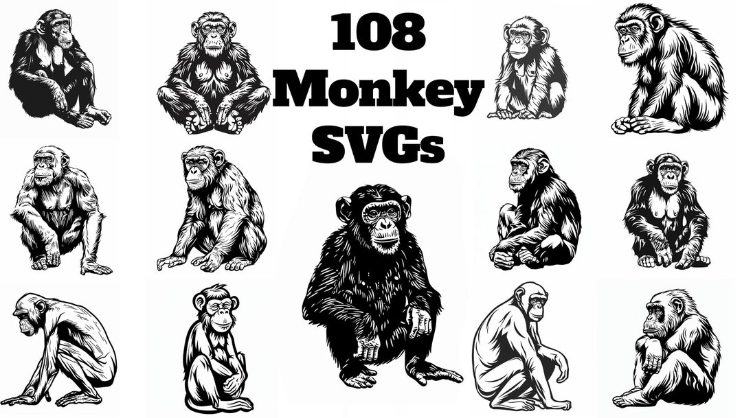 Monkey SVG Bundle: 108 Unique Designs (digital Download) - Etsy