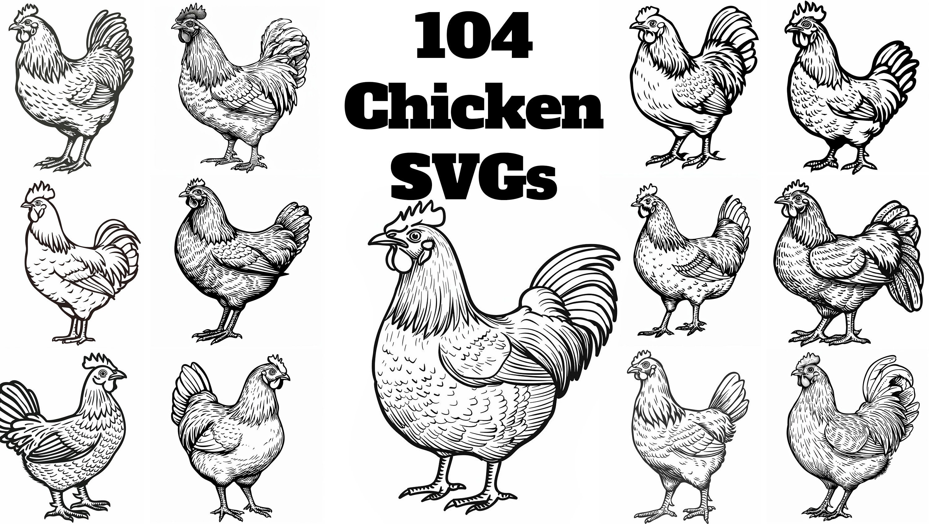 Chicken SVG Pack 100+ Unique Designs. SVG, JPG, Cricut Svg, Cnc ...