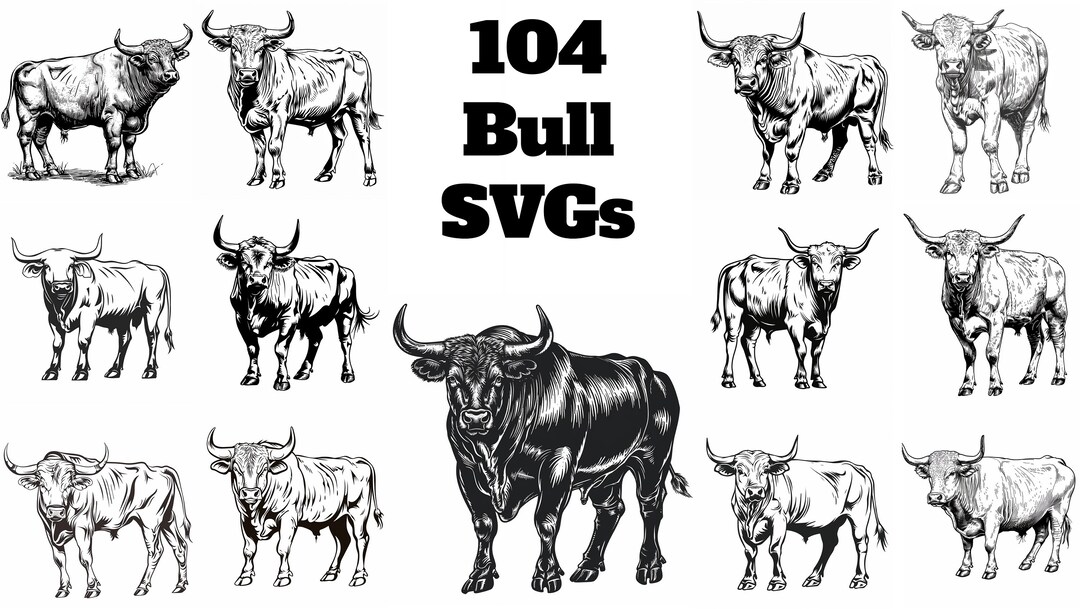 Bull SVG Pack 100+ Unique Designs. SVG, JPG, Cricut Svg, Cnc, Lasercut ...
