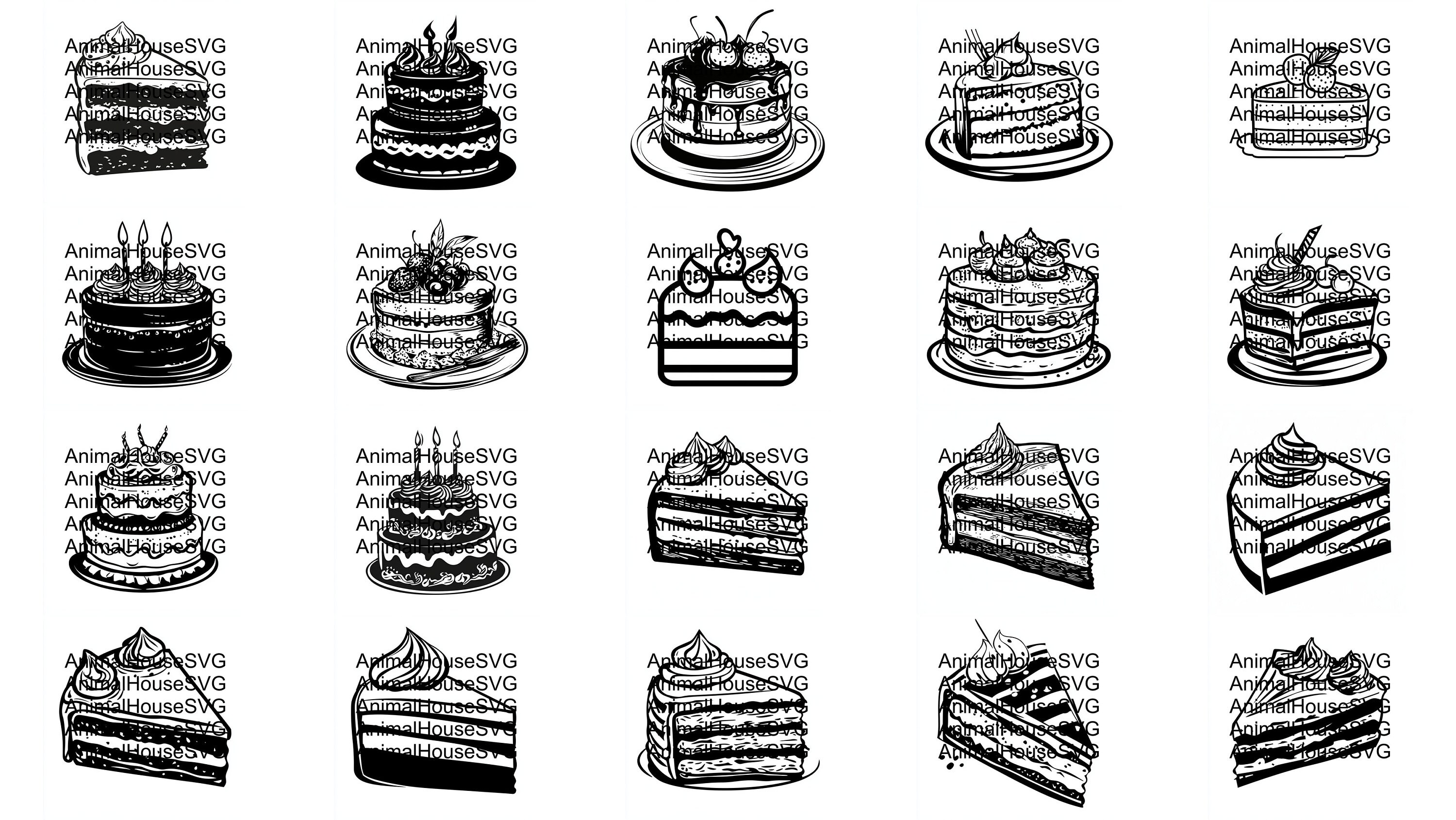 Cake SVG Pack 216 Designs. Cake SVG, Cake PNG, Laser Svg, Cake, Clip ...