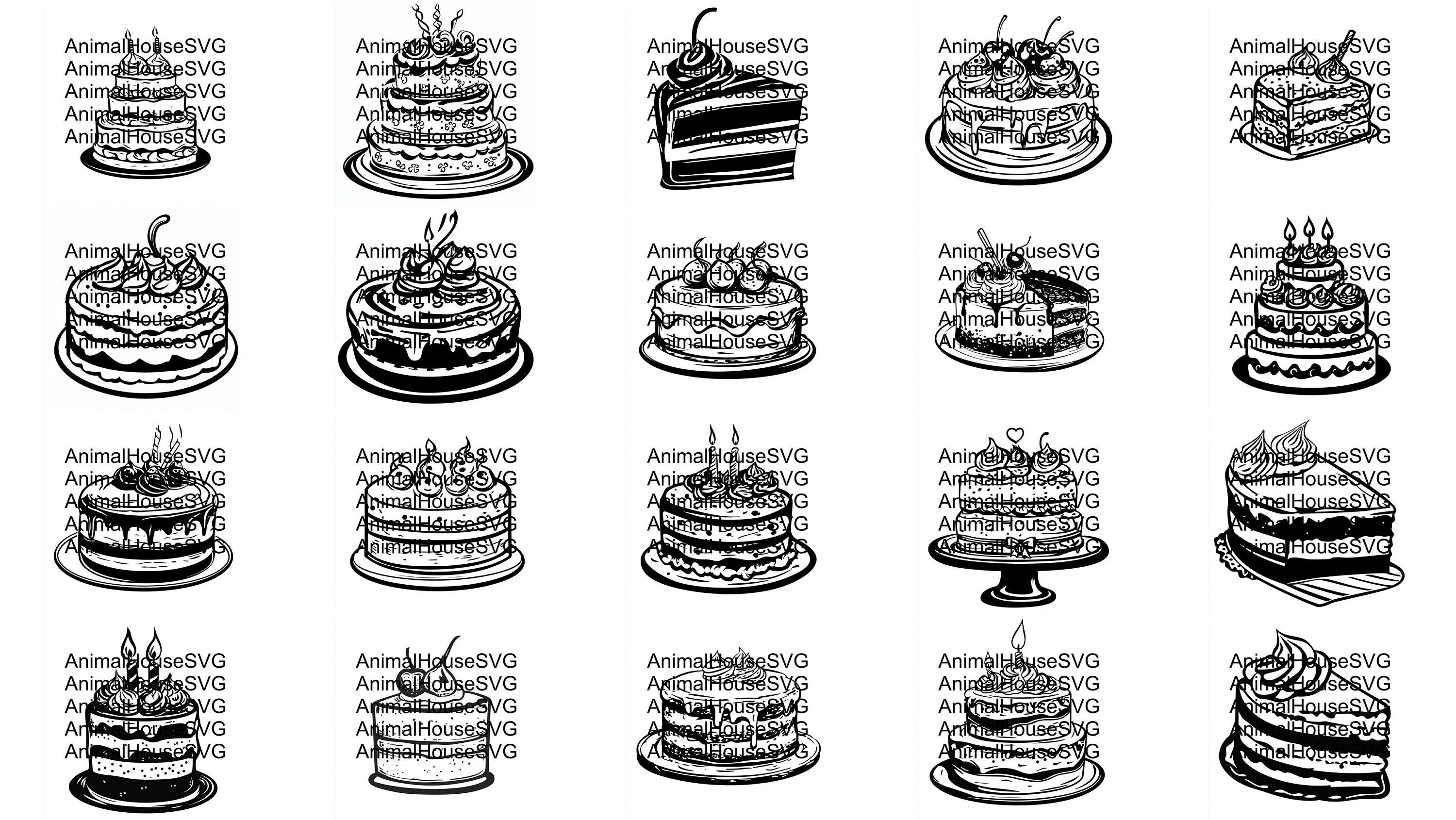 Cake SVG Pack 216 Designs. Cake SVG, Cake PNG, Laser Svg, Cake, Clip ...