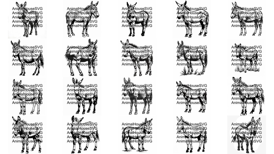 Donkey SVG Pack 100+ Unique Designs. SVG, JPG, Cricut Svg, Cnc ...