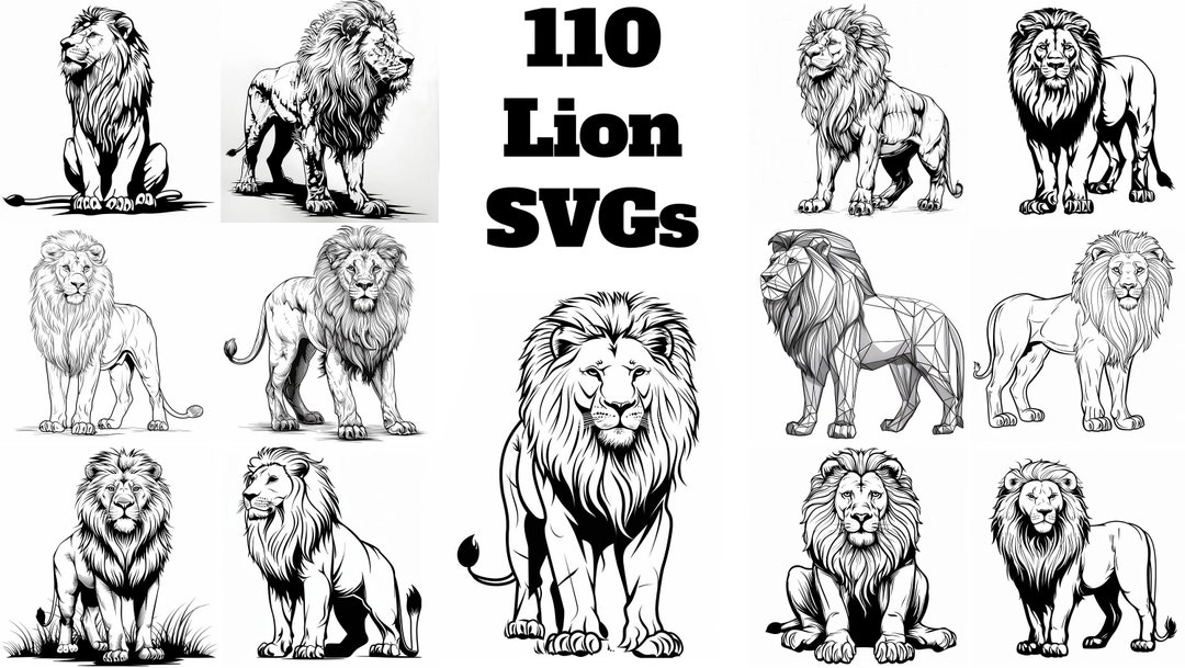 Lion SVG Bundle: 110 Unique Designs (digital Download) - Etsy