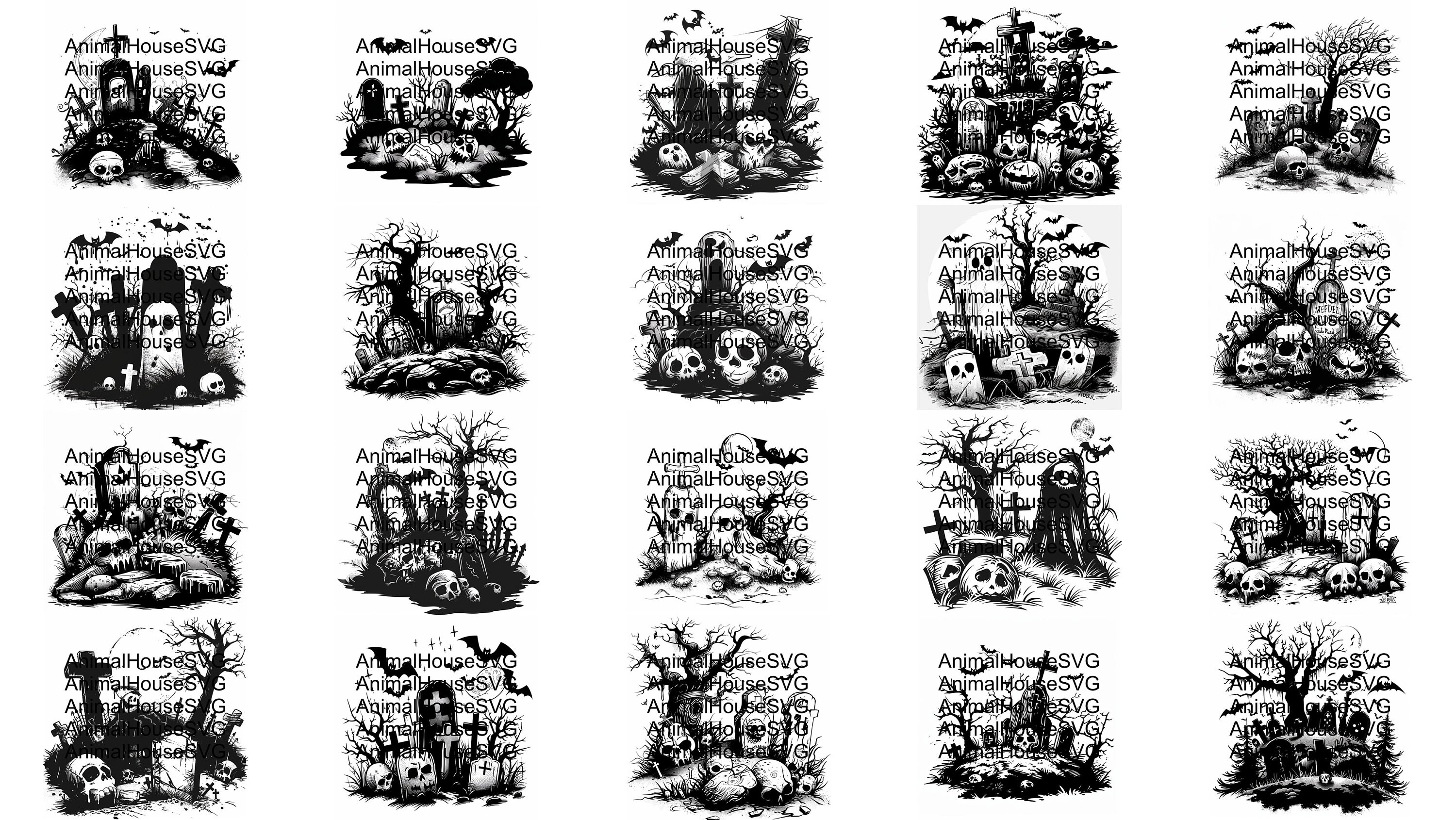 Halloween Graveyard SVG Pack 112 Designs. Graveyard SVG, Graveyard JPG ...