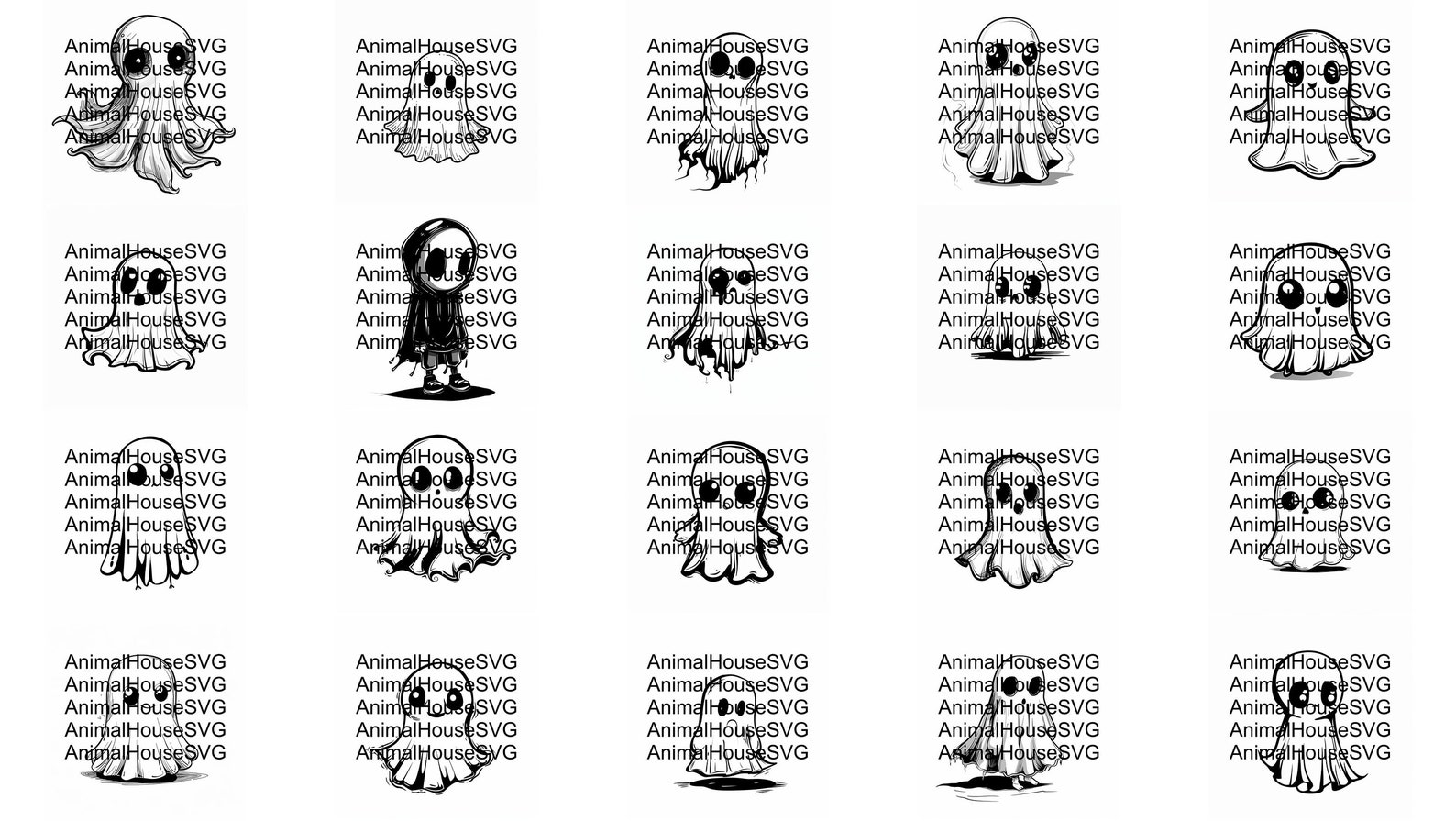 Cute Ghost SVG Pack 128 Designs. Cute Ghost SVG, Cute Ghost PNG, Laser ...