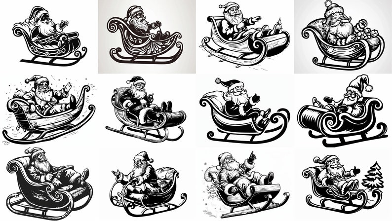 Santa Claus Sleigh SVG Pack 140 Designs. Santa Claus Sleigh SVG, Santa ...