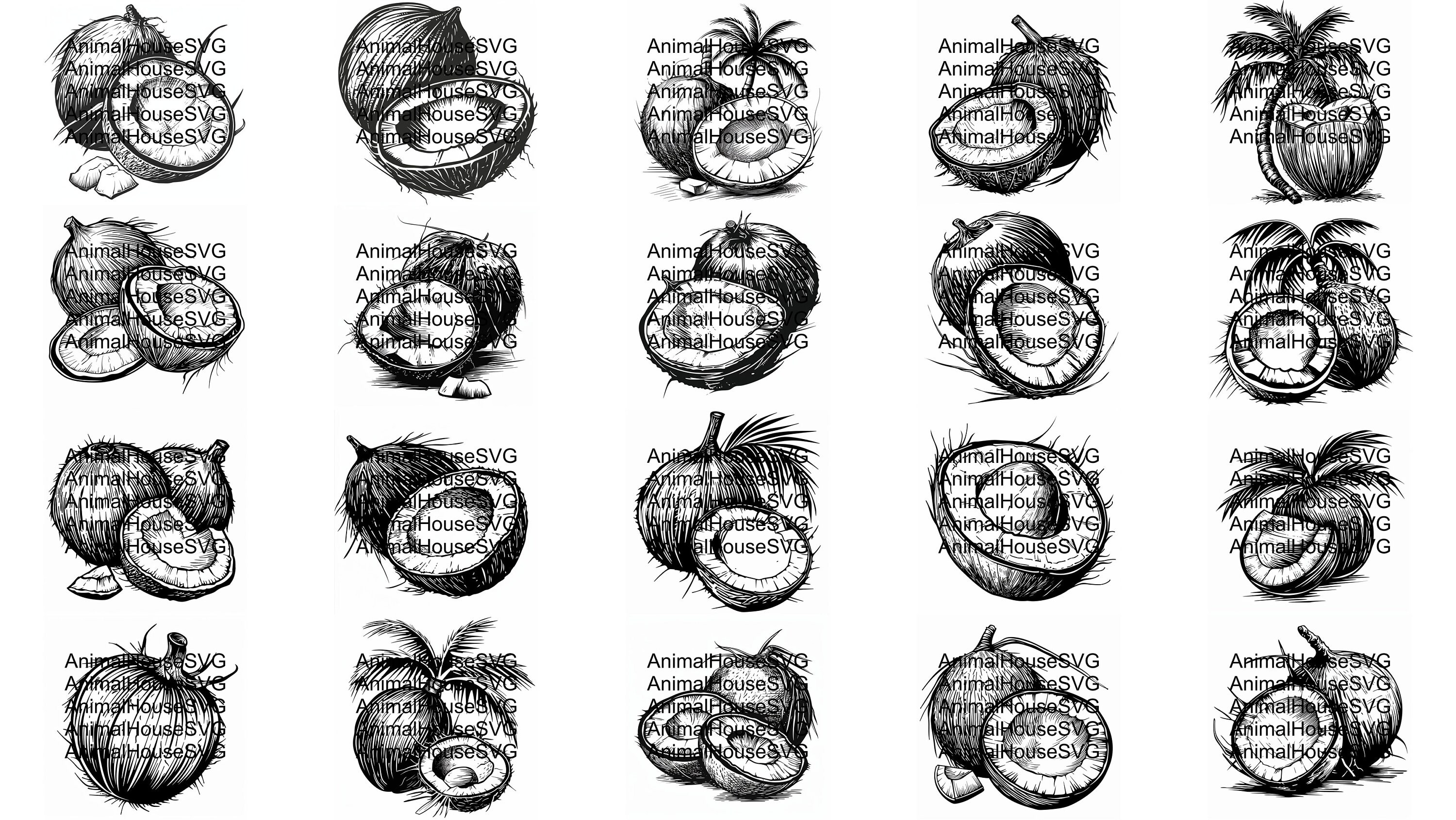 Coconut SVG Pack: 144 Fruit Designs for Cricut & Laser Cutting (digital ...