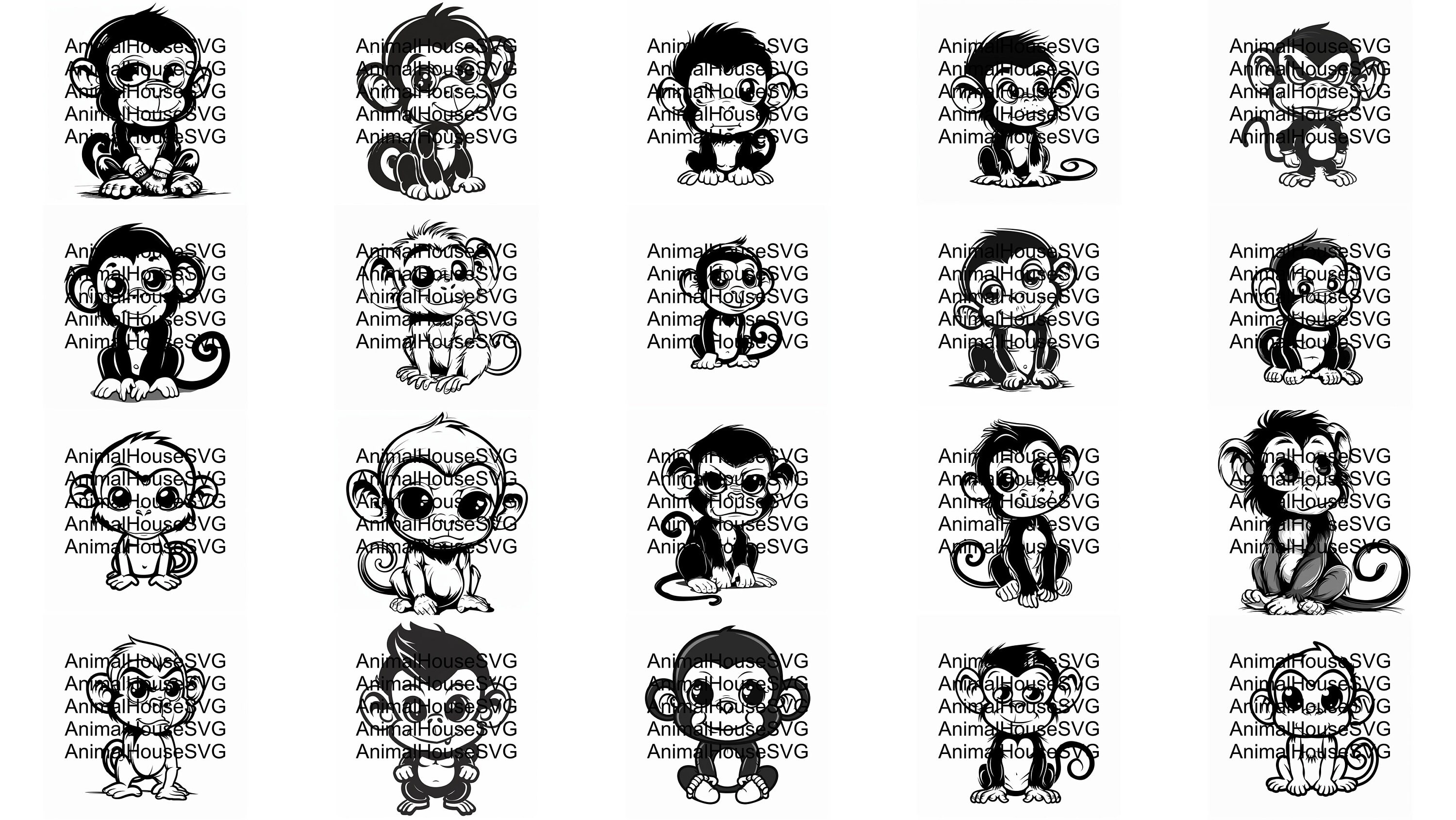 Cute Monkey SVG Pack 108 Unique Designs. SVG, JPG,, Cricut Svg, Cnc ...