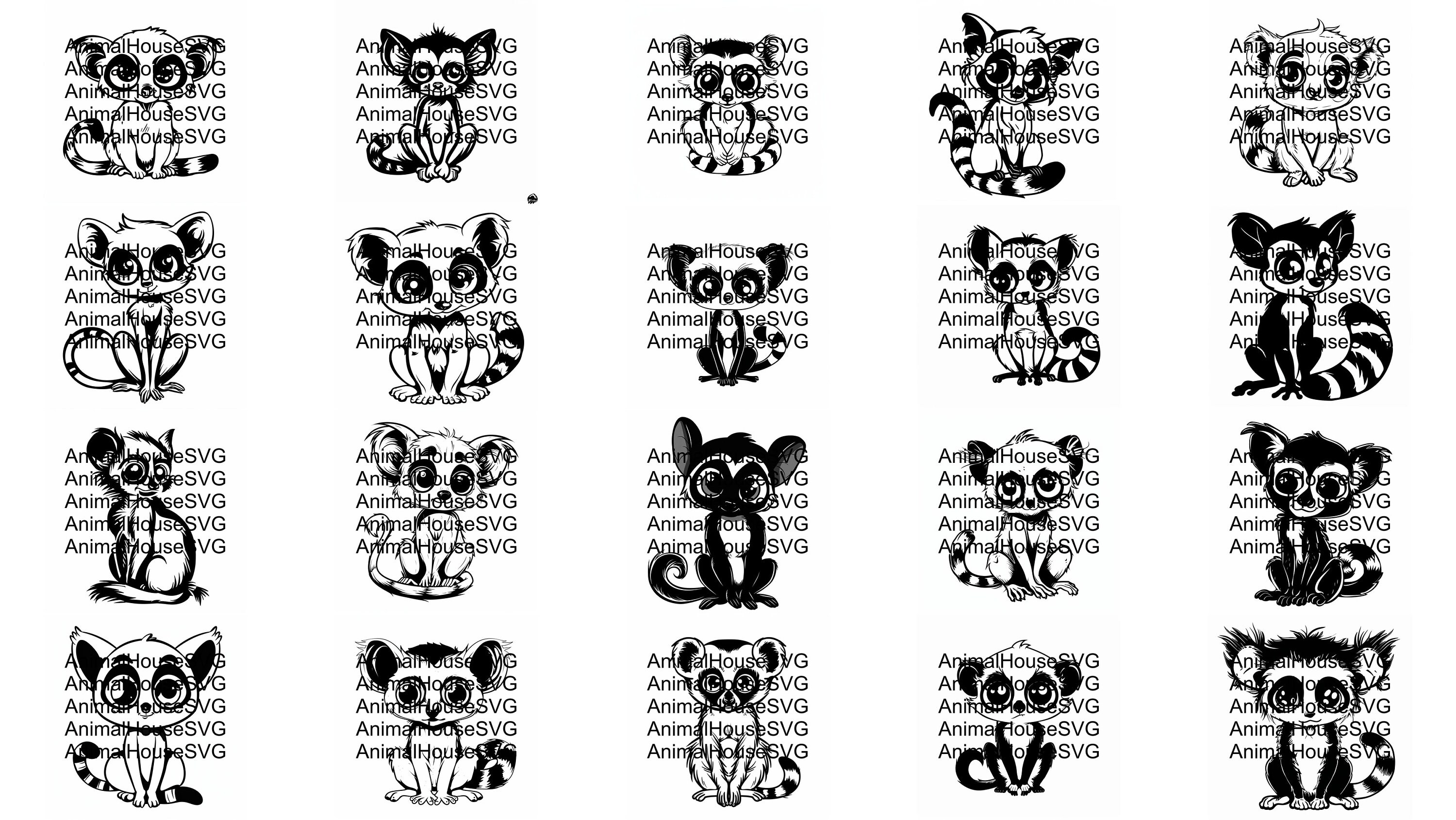 Cute Lemur SVG Pack 112 Designs. Cute Lemur SVG, Cute Lemur PNG, Cricut ...