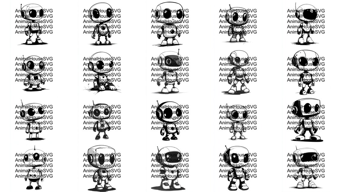 Cute Robot SVG Pack 101 Designs. Cute Robot SVG, Cute Robot PNG, Laser ...