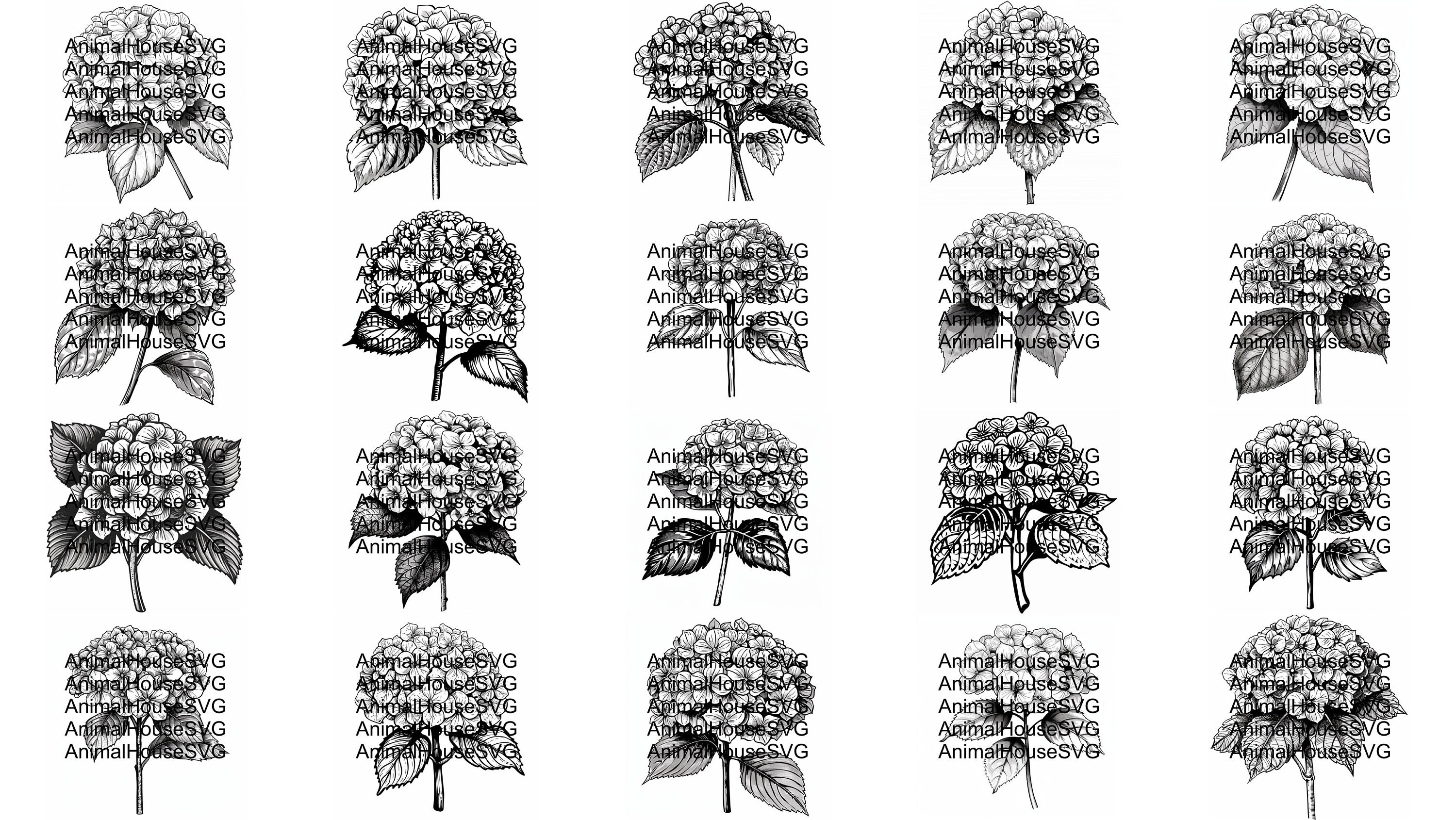 Hydrangea Flower SVG Pack: 108 Unique Designs (digital Download) - Etsy