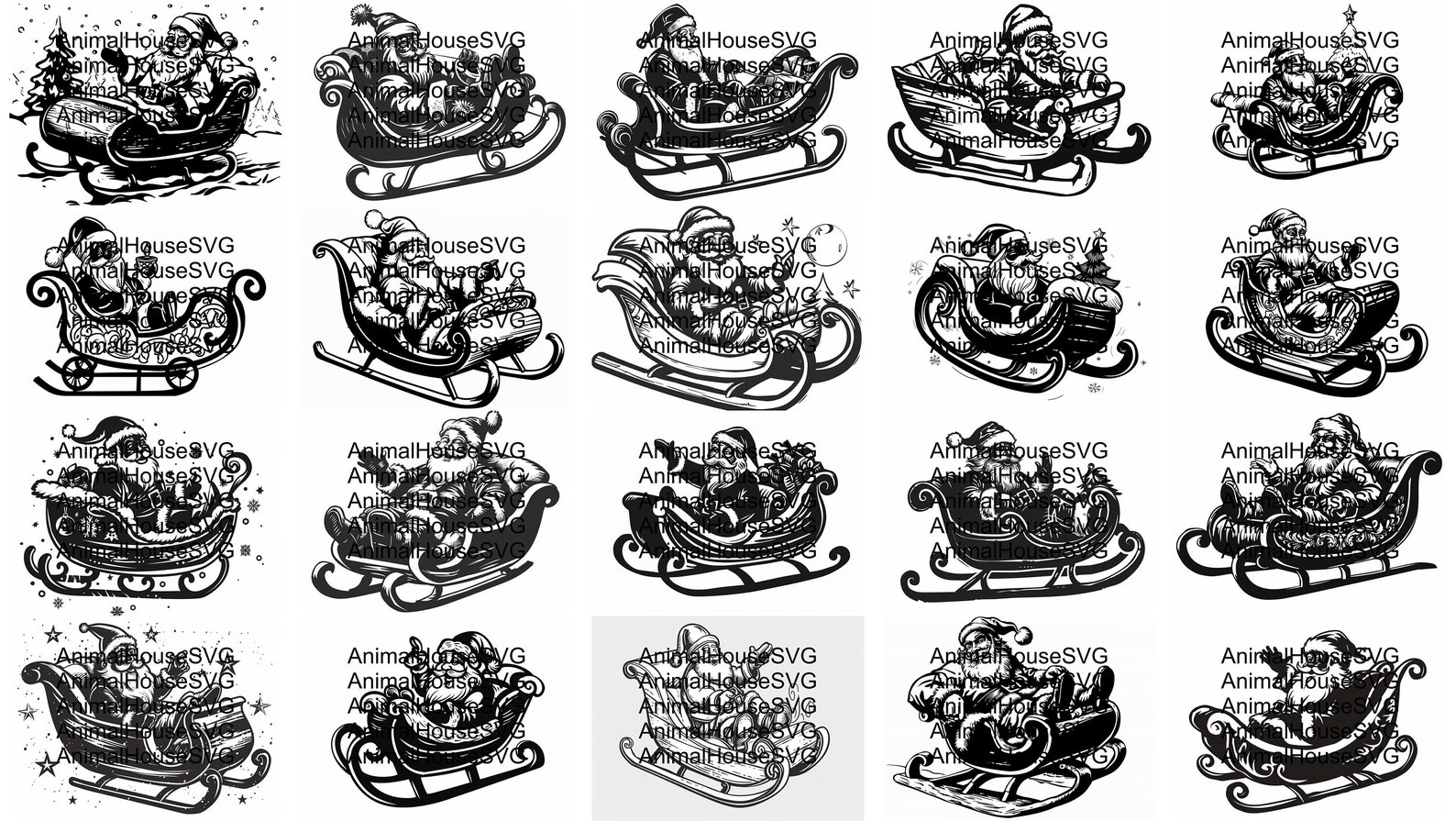 Santa Claus Sleigh SVG Pack 140 Designs. Santa Claus Sleigh SVG, Santa ...