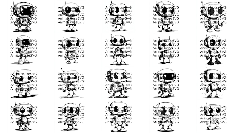 Cute Robot SVG Pack 101 Designs. Cute Robot SVG, Cute Robot PNG, Laser ...