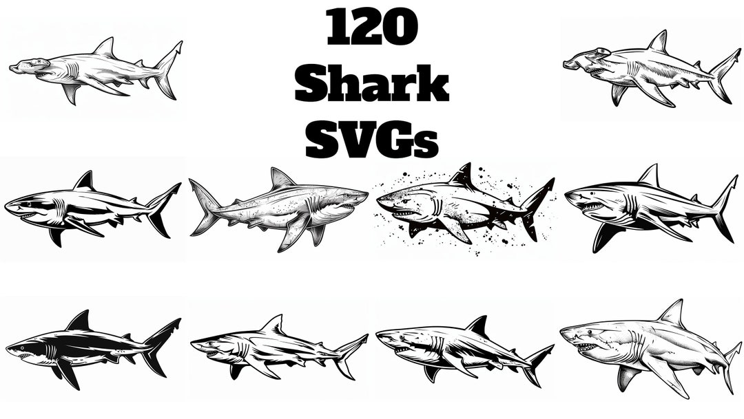 Shark SVG Bundle: 104 Unique Designs (digital Download) - Etsy