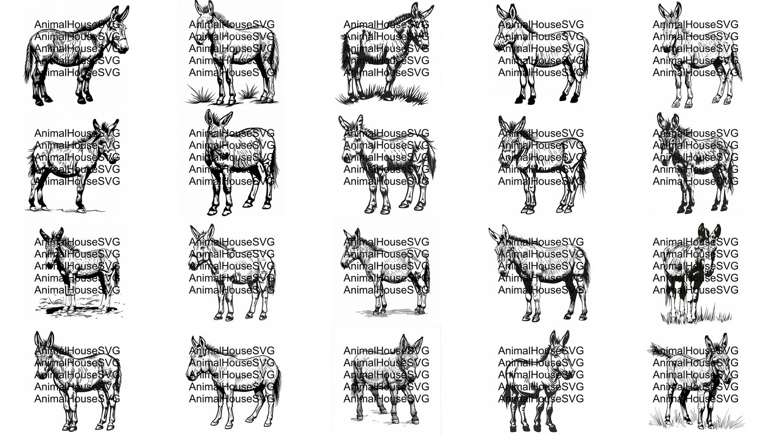 Donkey SVG Bundle: 104 Unique Designs for Cricut, CNC, Lasercut ...