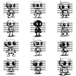 Cute Robot SVG Pack 101 Designs. Cute Robot SVG, Cute Robot PNG, Laser ...