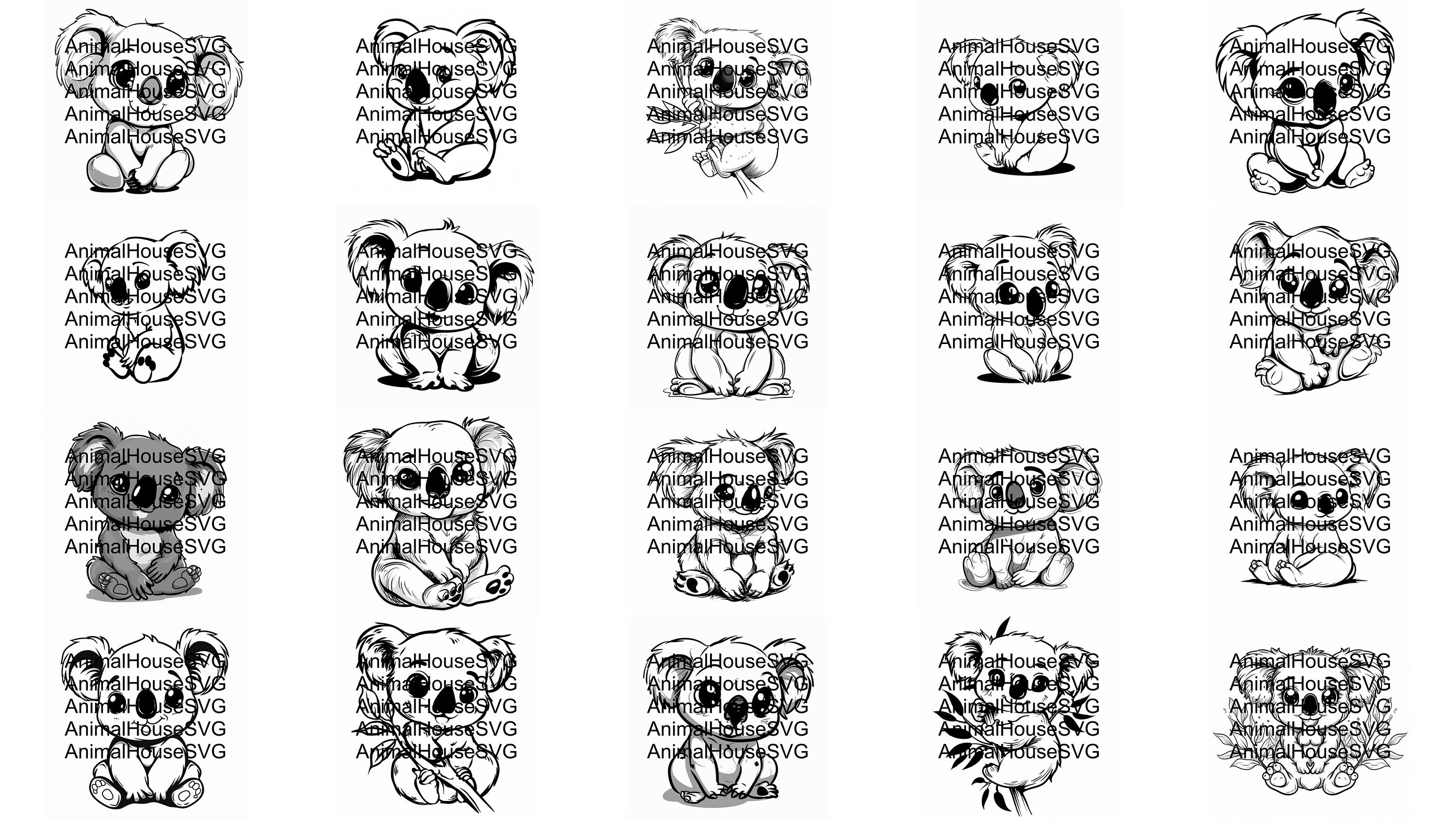 Cute Kaola SVG Pack 100 Designs. Cute Kaola SVG, Cute Kaola PNG, Cricut ...