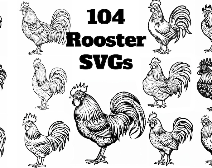 Rooster, PNG, SVG, DXF Files. Rooster Laser Engraving Files. Rooster ...