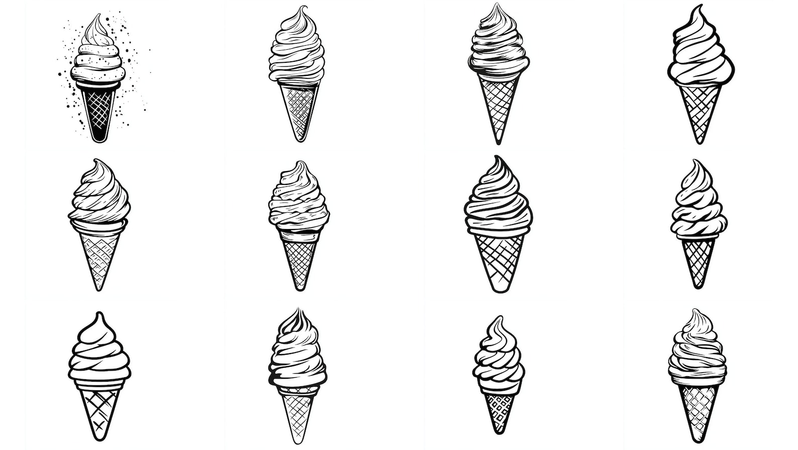 Ice Cream Cone SVG Pack 100 Designs. Ice Cream Cone SVG, Ice Cream Cone ...