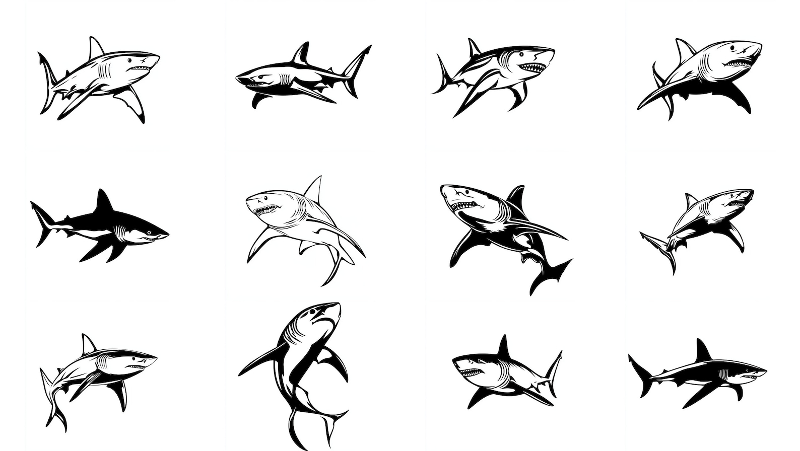Shark Stencils SVG Pack 100 Designs. Shark Stencils SVG, Shark Stencils PNG, Laser Svg, Shark ...