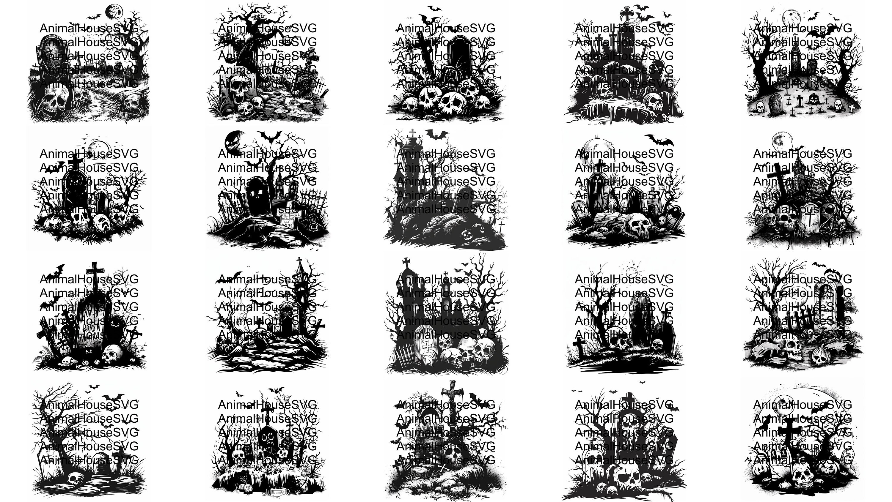 Halloween Graveyard SVG Pack 112 Designs. Graveyard SVG, Graveyard JPG ...