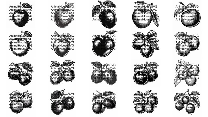 Plum SVG Pack 124 Designs. Plum SVG, Plum, Cricut SVG, Fruit, Lasercut ...