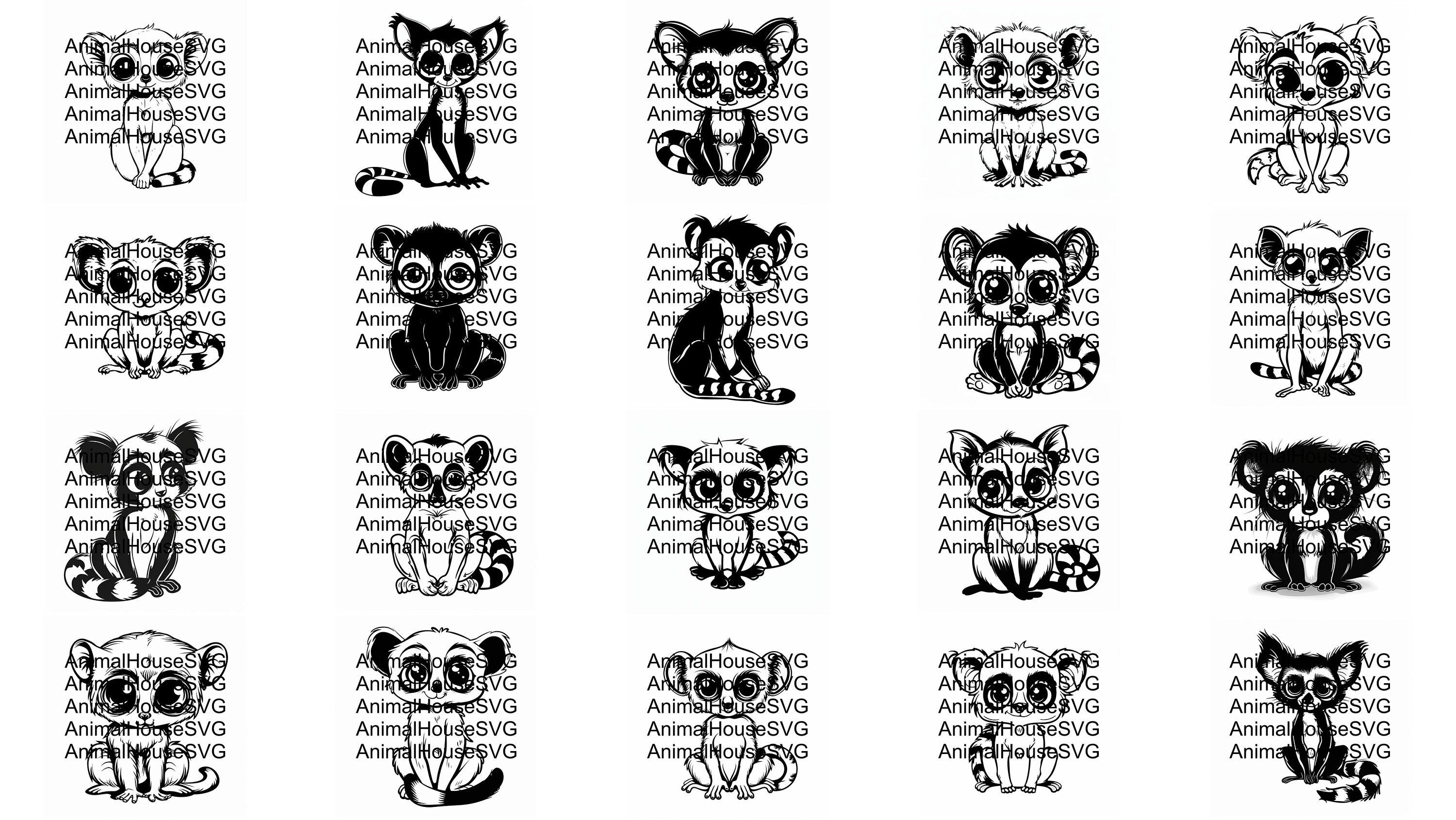 Cute Lemur SVG Pack 112 Designs. Cute Lemur SVG, Cute Lemur PNG, Cricut ...