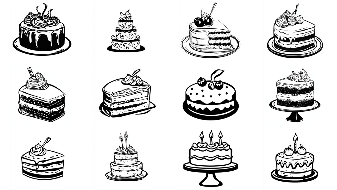 Cake SVG Pack 216 Designs. Cake SVG, Cake PNG, Laser Svg, Cake, Clip ...