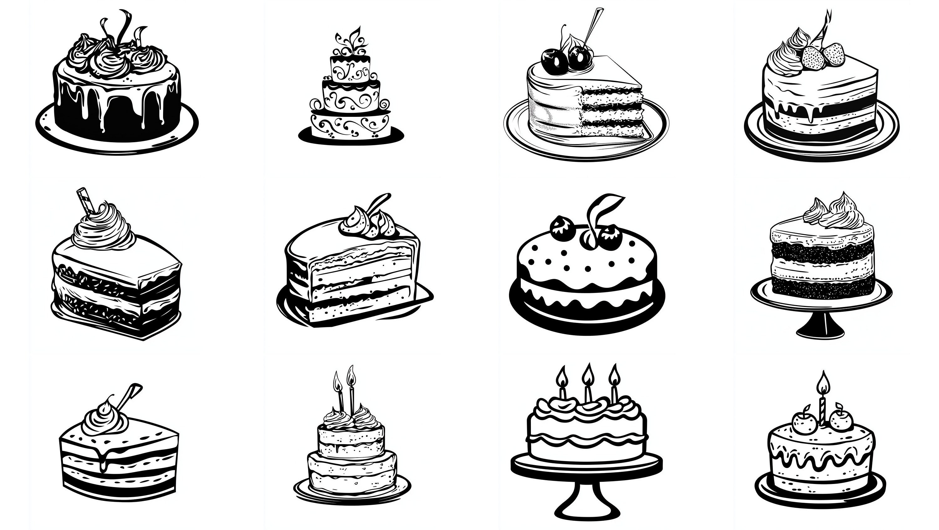Cake SVG Pack 216 Designs. Cake SVG, Cake PNG, Laser Svg, Cake, Clip ...