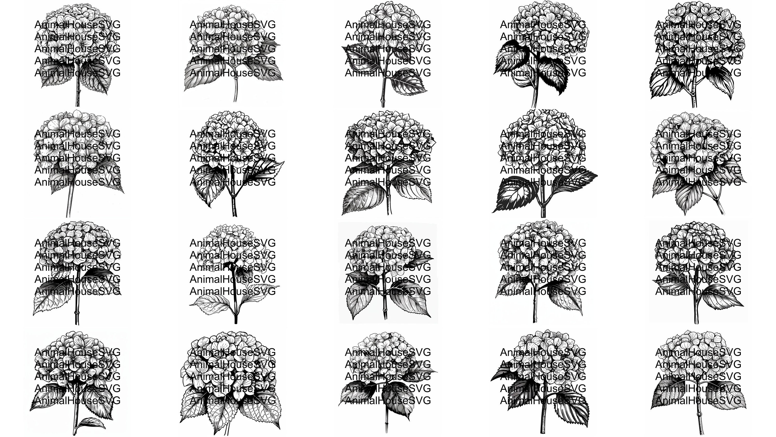 Hydrangea Flower SVG Pack: 108 Unique Designs (digital Download) - Etsy