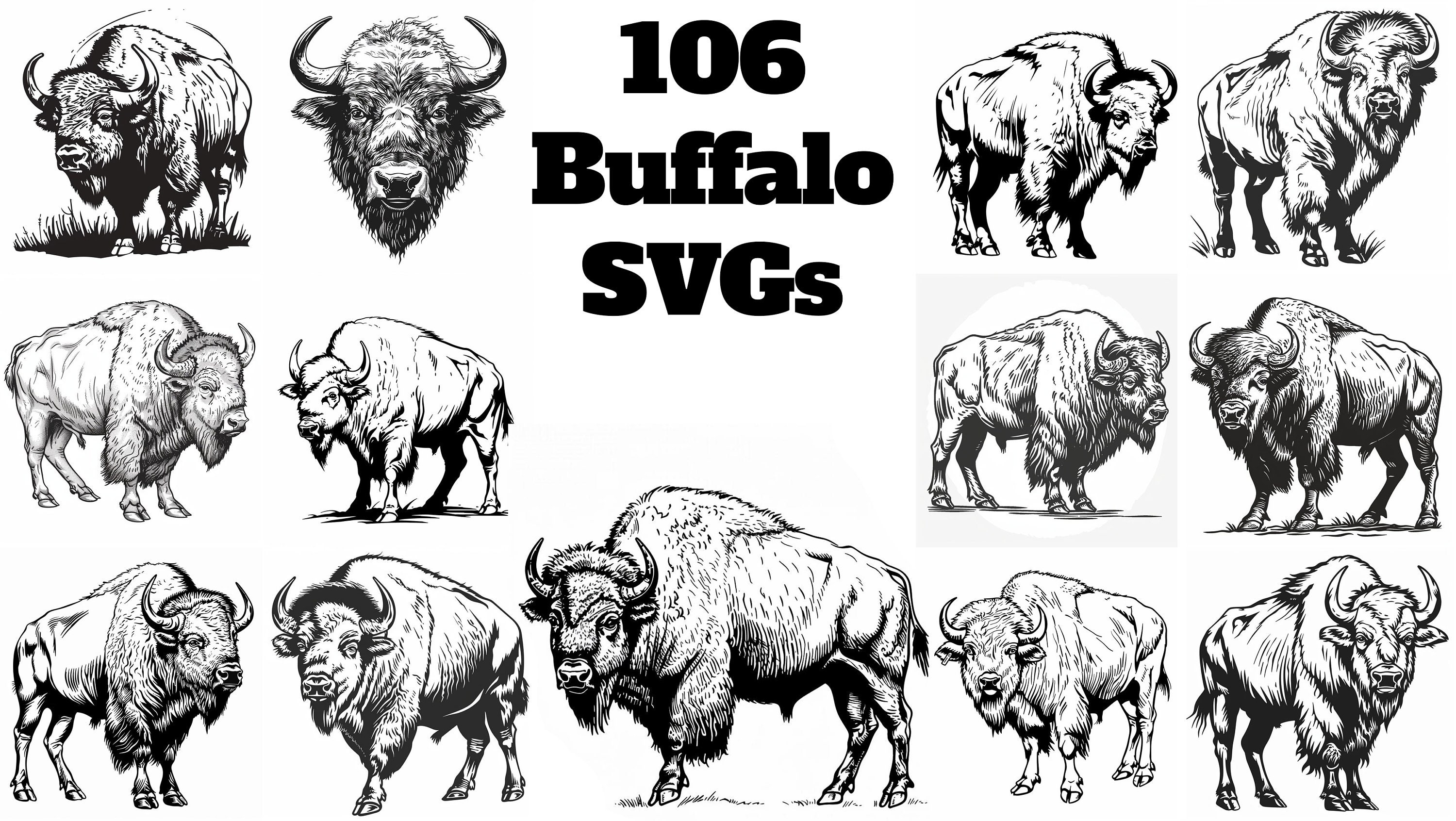 Buffalo SVG Pack 100+ Unique Designs. SVG, JPG, Cricut Svg, Cnc ...