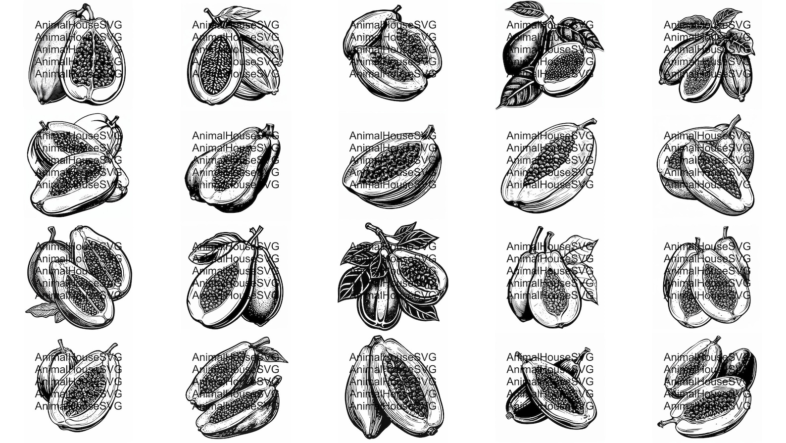 Papaya SVG Pack 136 Designs. Papaya SVG, Papaya, Cricut SVG, Fruit ...