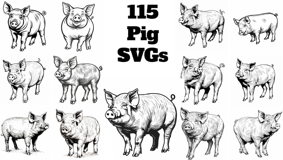 Pig SVG Pack 100+ Unique Designs. SVG, JPG, Cricut Svg, Cnc, Lasercut ...